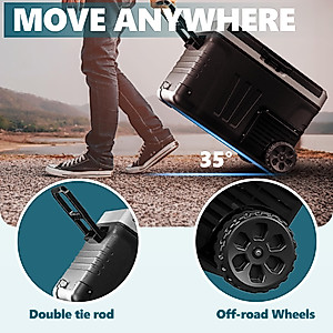 EUHOMY 12 Volt Refrigerator, 37QT(35L) Electric Cooler, Portable Freezer 12V/24V DC 110-240V AC, 12V Fridge -4℉~68℉, 12V Cooler with Wheels & 2 Baskets for Travel, Truck, Boat, Camping