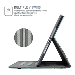 iPad 9th Generation Case, iPad 10.2 Case for iPad 9th/8th/7th Generation, 10.2 Inch iPad Case Girls Women, iPad 9th Gen Multi Viewing Case with Hand Strap/Pocket, [Built in Pencil Holder], Forest