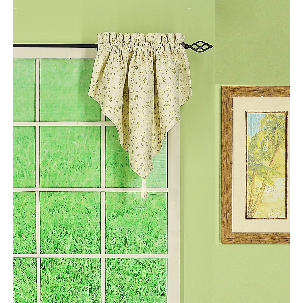 Today's Curtain Lexington Ascot 40" W x 25" L, Ecru/Sage