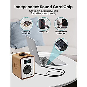 USB to 3.5 mm Jack Audio Adapter, External Sound Cards to Headphone Jack Aux Adapter Available for TRS or TRRS Plug Headphones, PS4/PS5/PC/Laptop-Purple Gray/9.8 inches