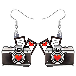 LONYOO Acrylic Funny Retro Radio Cassette Tape Earrings Dangle 80s 90s Jewelry Vintage Gifts for Women Birthday Party Favors (Ebony)