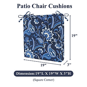HEBE Outdoor Deep Seat Patio Cushion Set of 2 Waterproof Chair Cushions for Patio Furniture Removable Seat Bottom & Back Cushion Covers with Ties Handles for Chair, Sofa, Couch