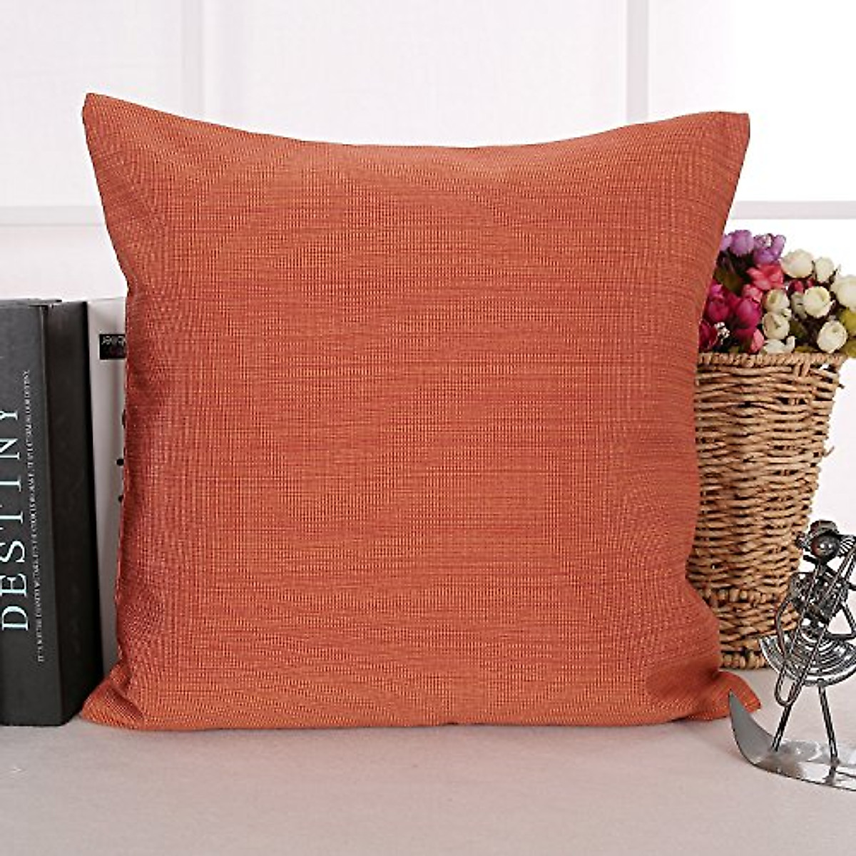 Deconovo Wooden Pattern Pillow Cover Cushion Cover for Car 18x18 inch,Orange