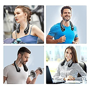UMEIJA Neck Fan Portable Fan Personal Neck Fan USB-C Hands Free Bladeless Fan with 5000 mAh Rechargeable Battery 3 Speeds Quiet Wearable Cooling Hanging Neck Fan for Home Office Sports Travel (Black)