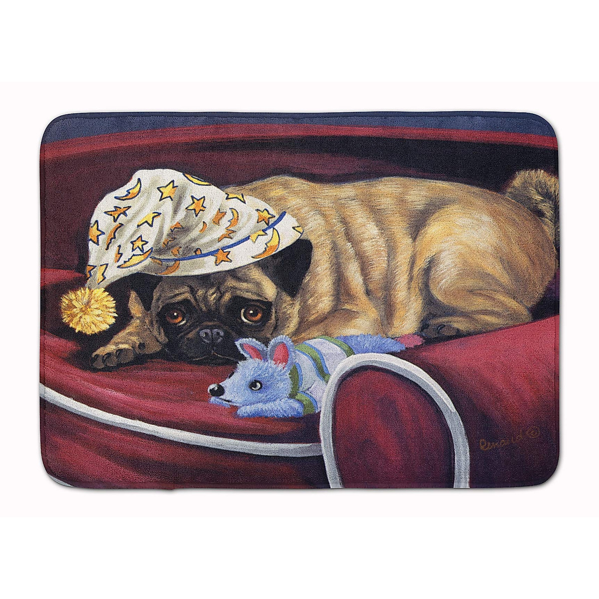 Caroline's Treasures Pug Goodnight Sweetheart Machine Washable Memory Foam Mat doormats, Multicolor