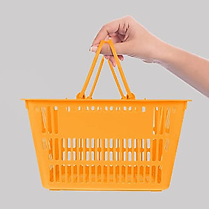 POPETPOP Plastic Shopping Basket with Handle- 16L Portable Handheld Storage Basket Used for Supermarket, Retail, Bookstore