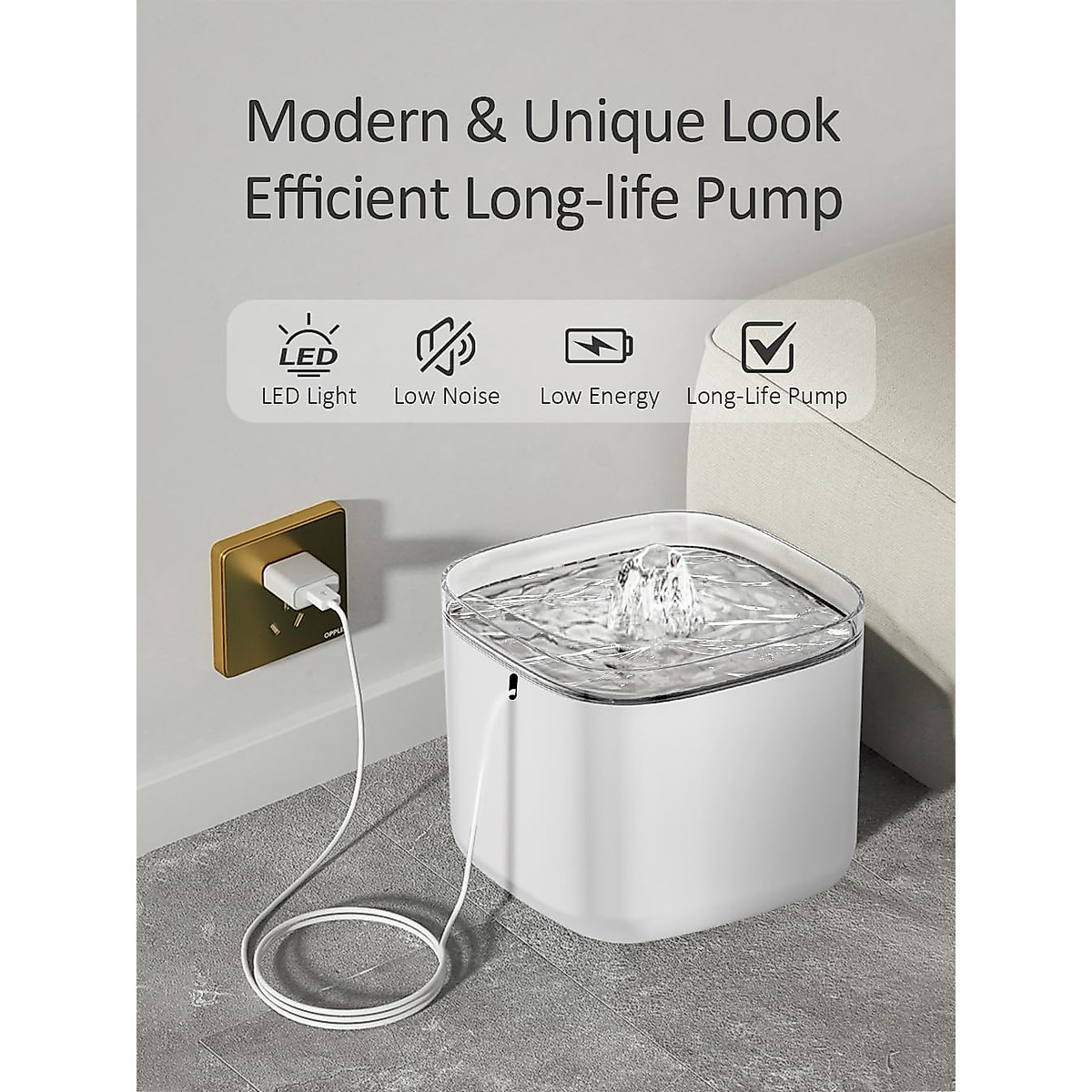 Cat Water Fountain 102oz/3L Automatic Pet Fountain Cat Water Dispenser with Replacement Filters for Cats, Dogs, Multiple Pets Water Bowl Dog Drinking Dispenser Cat Feeding & Watering Supplies, White