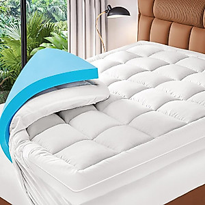 MEUDYT Memory Foam Mattress Topper Queen Size - 3 Inch Dual Layer Mattress Pad - 2 Inch Cooling Gel Memory Foam Plus 1 Inch Pillow Top Cover - Ultra Soft Support for Back Pain