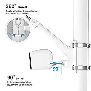 2-in-1 Pole Mounting Bracket for Arlo Solar Panel/Arlo Pro 3/Arlo Ultra1&2/Arlo Essential/Arlo Pro 4 /eufyCam Outdoor Mount Accessories for Arlo pro 4 and Arlo Solar Panel (White)