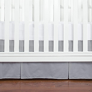 Pleated Crib Bed Skirt, 800TC 100% Egyptian Cotton, Nursery Crib Toddler (28” x 52” x 14’’) Bedding Skirt for Baby Boys or Girls - Silver