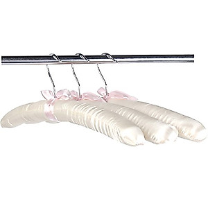 LOHAS Home 15.2inches Luxurious Satin Padded Blouse Hangers for Dresses, Bridal, Lingerie, Woolen Items etc, Pack of 10 in Cream White