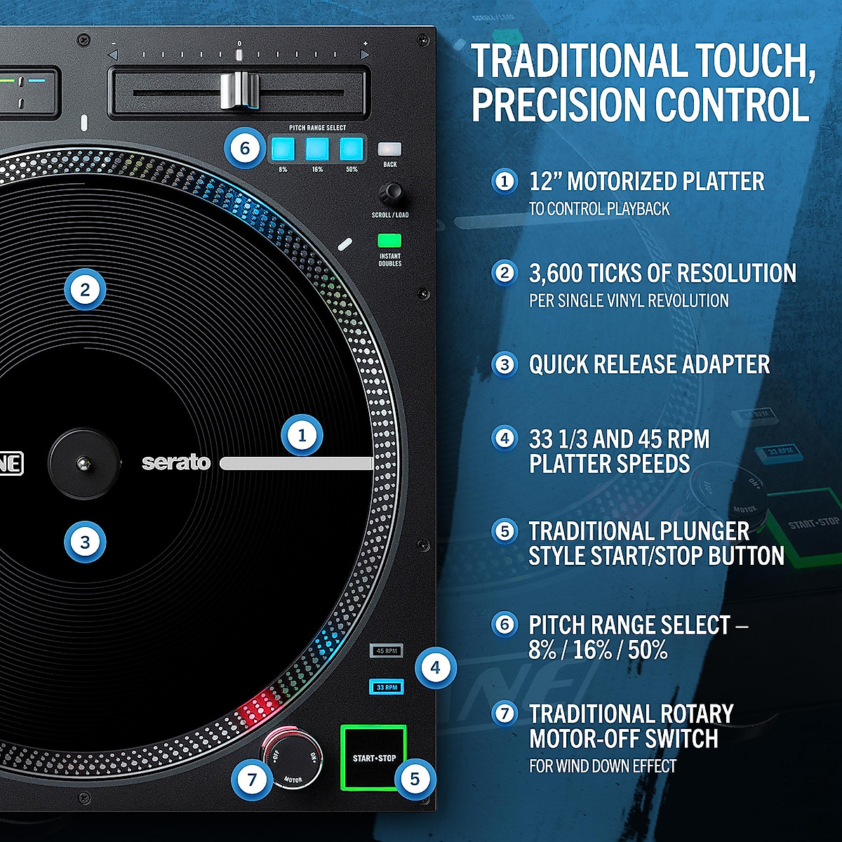 Rane Twelve MKII | 12-Inch Motorized Vinyl Like Turntable with USB MIDI & DVS Control for Traktor, Virtual Serato DJ, Black (TWELVEMKII)