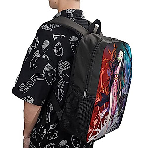 Dtuxgbi 2PCS Set Anime Backpack Lunch Box, Classic Anime Bookbag Lunch Bag, Casual Shoulders Backpack Lightweight Laptop Bag