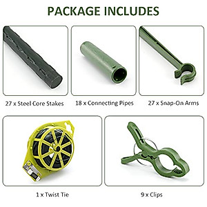 GROWNEER 3 Packs Tomato Cages, Up to 51 Inches Plant Cages Assembled Tomato Garden Cages Stakes Vegetable Support Trellis, with 9Pcs Clips and 328 Feet Twist Tie, for Vertical Climbing Plants