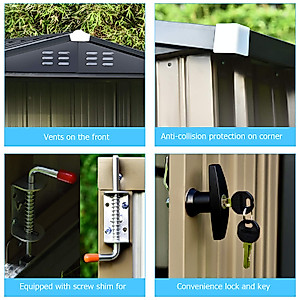 Catrimown 8' x 6' Storage Shed, Utility Storage Shed for Garden Backyard Lawn, Patio House Building with Double Doors and Lock