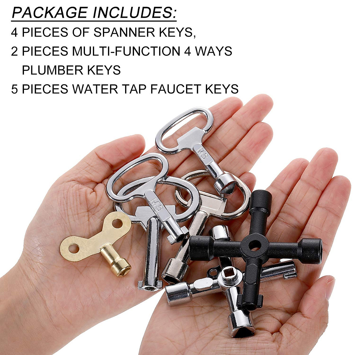 Mudder 11 Pcs Multi Functional Utility Key Kit Plumbers Key 4 Ways Utility Key Triangle Cabinet Spanner Key Socket Keys for Radiators Gas Electric Meter Boxes Faucet and Lock