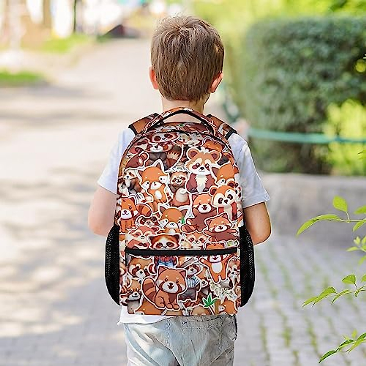 MEETUHONEY Red Panda Backpack for Girls - 16 Inch Cute Backpack for School - Orange Lightweight Durable Bookbag for Kids
