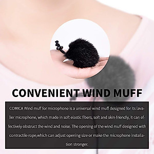 comica Pack of 3 Fur Windscreen for Microphone, Mini Microphone Fur Microphone Windscreen Muff, Wind & Pop Filter for Lavalier Microphone/VideoMic/Mobile Phone Microphone (Black)