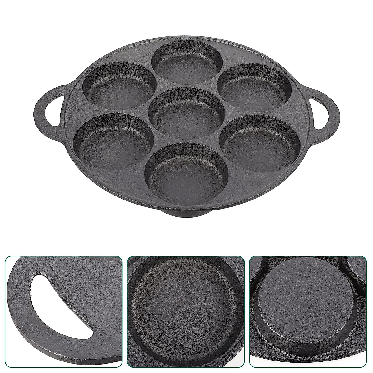 Cabilock 6 Cup Egg Frying Pan Non Stick Egg Burger Steak Pan Breakfast Skillet Cooker Multipurpose Pancake Pan Omelet Cooker Griddle