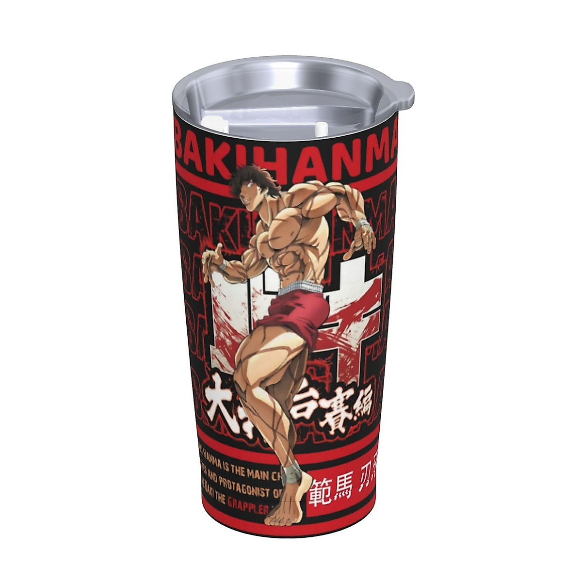 RedVos Anime Baki The Grappler Band Stainless Steel Mug With Lid And Straw Adult Fashion Coffee Cup 20oz