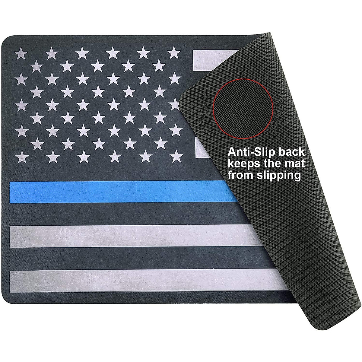 Raiseek Thin Blue Line Flag Gun Mat Gun Cleaning Mat of USA 11"x17"