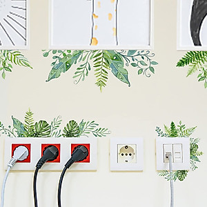 SUPERDANT 2 Sheets/Set Green Plants Wall Decals Flowering Vine Branches Leaves Wall Sticker Removable Vinyl Art Mural Decals for Living Room Bedroom Balcony Corridor Window TV Wall Florist