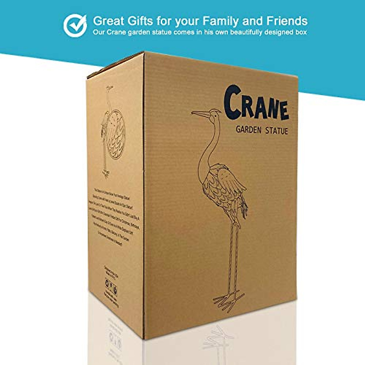 Nacome Large Standing Blue Metal Crane Garden Statue- Indoor/Outdoor Heron Garden Animal Sculpture for Home,Garden,Patio,Backyard,PorchYard Bird Art,Lawn Ornament Decoration,36.6inch Gift