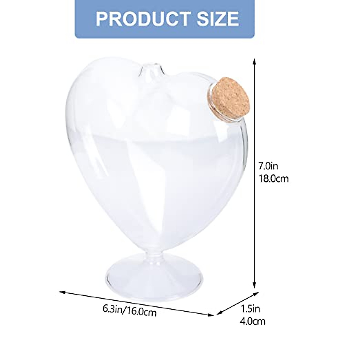 Tofficu Glass Jar Bottle with Cork Heart Shaped Wishing Bottle Plants Showing Bottle Desktop Hydroponic Plant Vase for Home Wedding Party Decoration