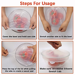 [14 Pack] Silicone Stretch Lids, 8 Round and 6 Rectangular Flexible Magic Lids,Durable,Reusable Stretch Food Saving Silicone Food Covers for Cups,Bowls,Mugs,Cans,Using in Microwave & Freezer