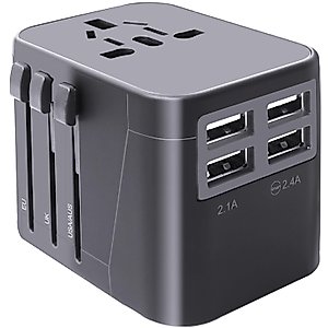 LOVE BEIDI Travel Essentials, International Travel Adapter for European US UK AUS JP, Universal Travel Adapter Plug Adapter Wall Charger with 4 USB Charging Ports for Men Women