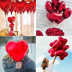 20 Pcs Red Heart Balloons 18 Inch Valentines Day Decoration Foil Heart shaped Balloons Helium Mylar Balloons Foil Balloon for Women Kids Birthday Wedding Proposal Bridal Bachelorette Party Decor