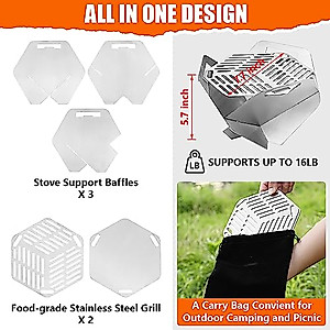 Lifronkit Portable Camping Campfire Grill, 304 Stainless Steel Folding Campfire Grill Grate and Griddle, Heavy Duty Firepit Grill with Carry Bag for Outdoor Backpacking, Hiking, Picnics