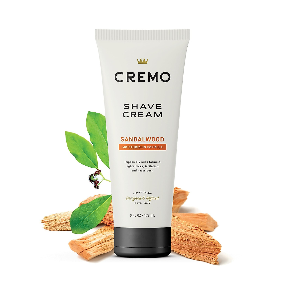 Cremo Shaving Cream, Barber Grade Sandalwood Shave Cream, Astonishingly Superior Ultra-Slick Shaving Cream for Men, Fights Nicks, Cuts and Razor Burn, 6 Fl Oz