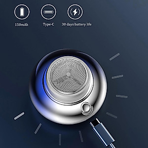 Pocket Travel Shaver, Stainless Steel Beard Trimmer, Waterproof Electric Shaver with 6 Blades, Rechargeeable Travel Razor, Cordless Shaver for Mens Grooming Camping Business Trips