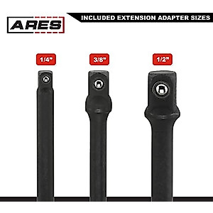 ARES 28000 - Impact 3-Inch Extension and Socket Adapter Set - Includes 3-Inch Extensions in 1/4-Inch Drive, 3/8-Inch Drive, and 1/2-Inch Drive, 2 Adapters, and 2 Reducers