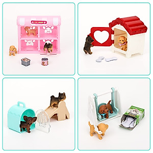 TQQFUN 32 PCS Dog Figures Pet Pretend Play Toys Educational Toy for Girls and Boys, Pet Pretend Play Toys, Realistic Detailed Pet Care Center Play Set, Puppy Toys for Boys and Gilrs.