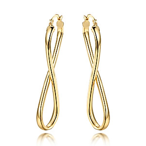 Barzel 18k Gold Plated Infinity Crazy 8 Hoop Earrings (Gold)
