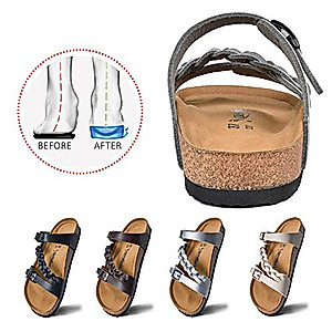 AEROTHOTIC Women's Arch Support Casual Strappy Slide Sandals (Viking Silver, 8)