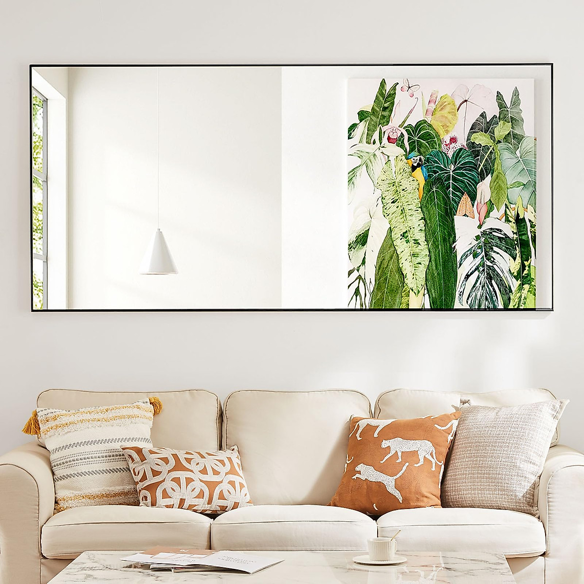 Sweetcrispy Mirror Full Length 71"x30" Full Body Floor Standing Mirror Hanging or Leaning Against Wall, Large Wall Mirror with Stand Aluminum Alloy Thin Frame for Bedroom Cloakroom, Black