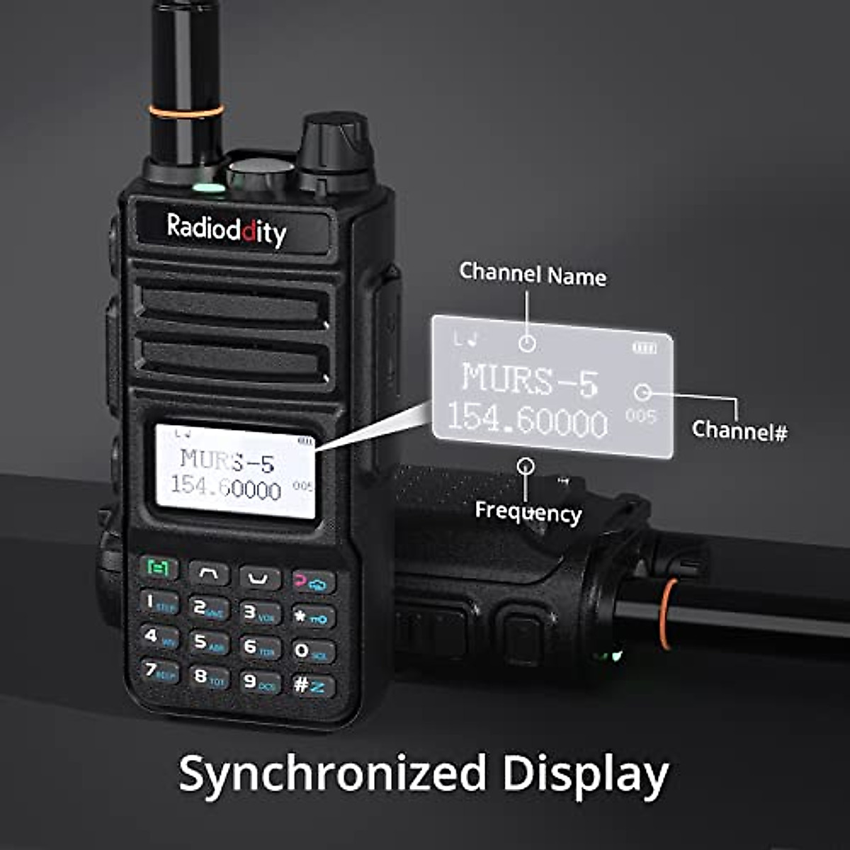 Radioddity MU-5 MURS Radio, License Free Two-Way Radio Rechargeable, Display Sync for Industrial Business Retail