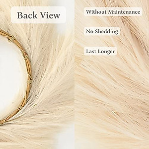 Perfnique Pampas Grass Wreath, Faux Pampas Wreath for Front Door, Artificial Pampas Grass Wreath for All Seasons, Boho Wall Decor, Farmhouse Pampas Garland, DIY Wreath Flower Arrangement (Ivory)