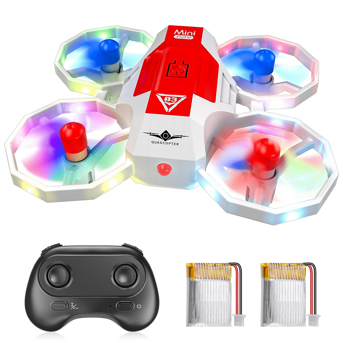 Rc Drone for Beginner, JoyKey Easy Mini Drone for kids with Adjustable LED Light, Indoor Quadcopter with Speed Mode, Altitude Hold, 3D Flip, Auto Rotation, One Key Start/Land, Headless Mode and 2 Batteries, Drone Toy for Boys & Girls