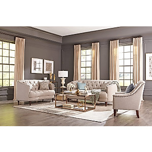 Avonlea Sofa with Button Tufting and Nailhead Trim Beige 505641