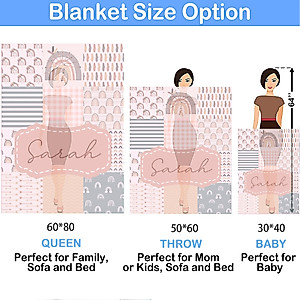 Voz Personalized Baby Blankets with Name, Customized Baby Blankets for Girls- Boho Rainbow Baby Blanket, Best Gift for Baby, Mom, born, 30 x 40 inch, Super Soft Plush Fleece (R2)