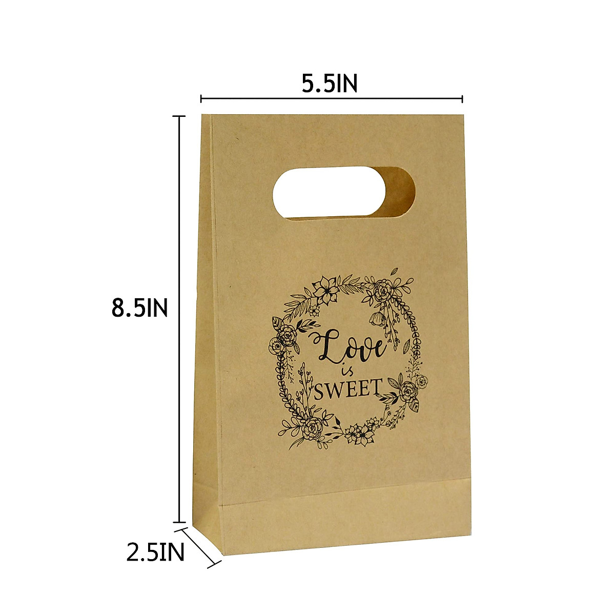 FRIDAY NIGHT Brown Craft Paper Bag with handled Craft Treat Bags 8.5 * 5.5 * 2.5 Inch for Wedding Party Business (50pcs