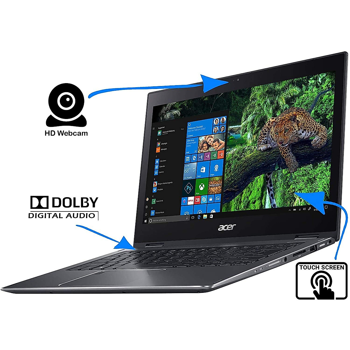 acer Spin 5 13.3" FHD Touch Screen 2-in-1 Laptop with Intel Quad Core i7-8565U Processor up to 4.60 GHz, 16GB Memory, 512GB SSD, Backlit Keyboard, and Rechargeable Active Stylus Included