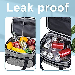 Gloppie Lunch Box Insulated Lunch Bag for Men Lunchbox for Work Lunch Cooler Bag Thermal LunchBag Reusable Lunch Bags Lunch Pail, Grey