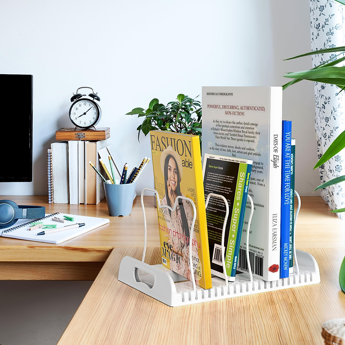 Simple Houseware 7 Compartments Adjustable Pan Organizer, White