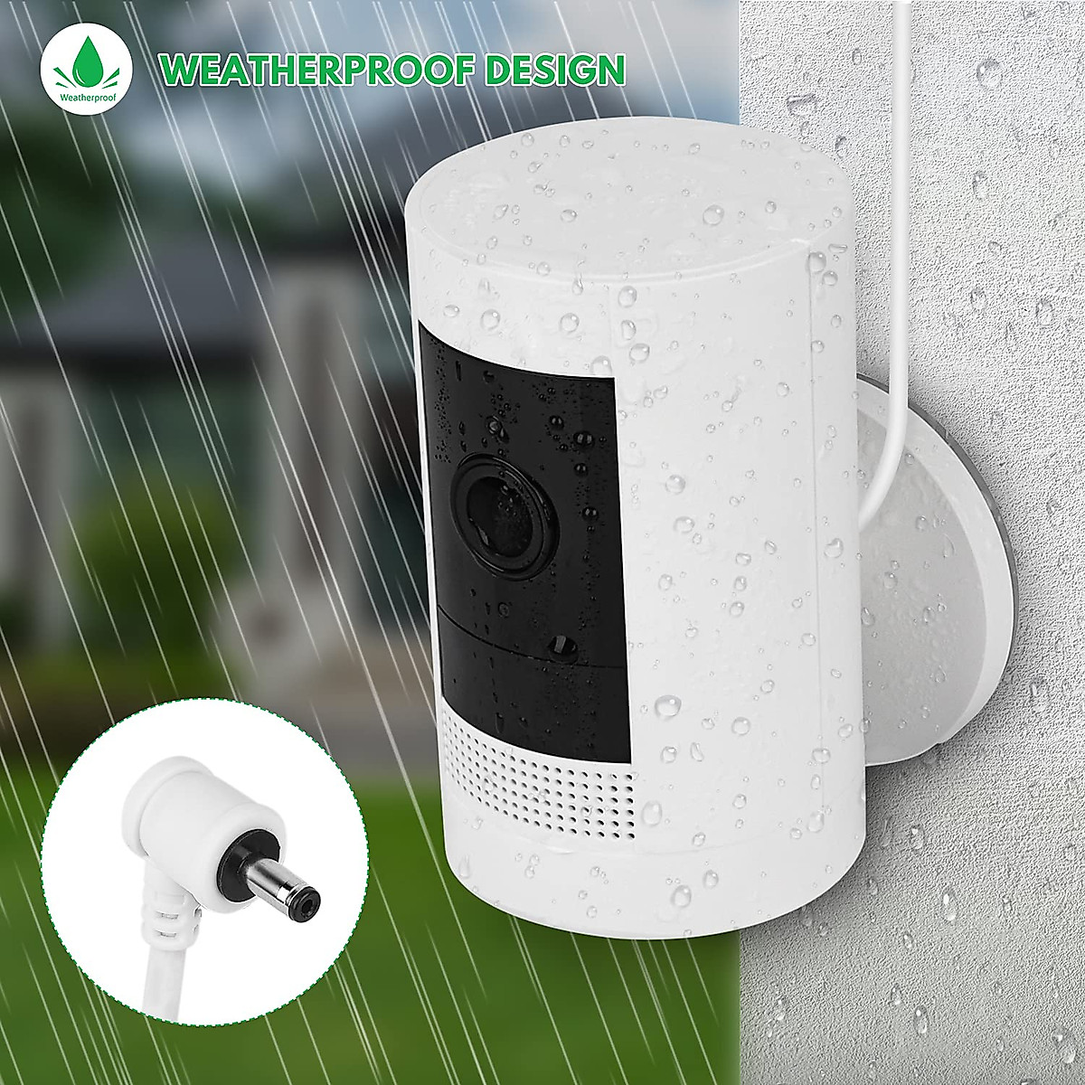 2Pack Power Adapter for Ring Stick Up Cam Battery(3rd Gen), with 30ft/9m Weatherproof Outdoor Cable Continuously Charge Your Camera, No Need to Change The Batteries