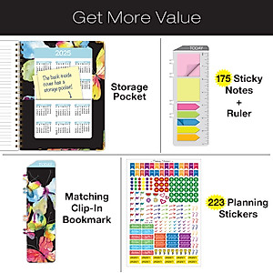 HARDCOVER 2024 Planner: (November 2023 Through December 2024) 8.5"x11" Daily Weekly Monthly Planner Yearly Agenda. Bookmark, Pocket Folder and Sticky Note Set (Black Watercolor Butterflies)